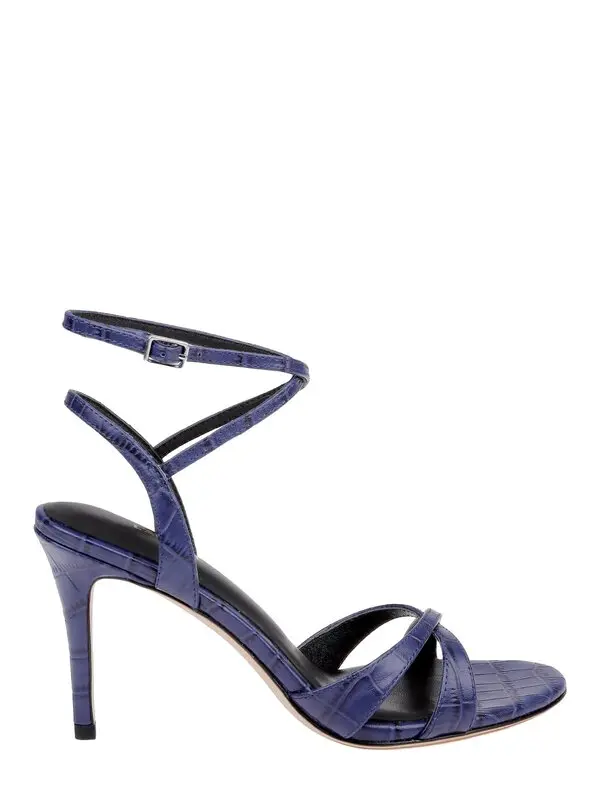 L'Agence Miranda Leather Sandal - Midnight Croco