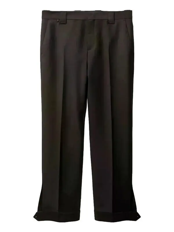 Versace Wool-mohair Regular Formal Trousers With Medusa Hardware - Brown