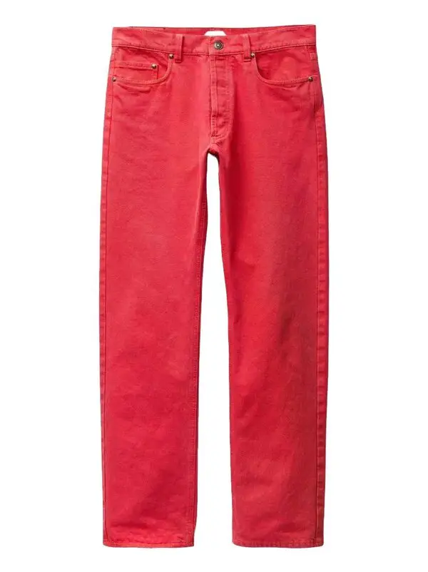 Versace Straight Leg Jeans With Medusa Hardware - Red