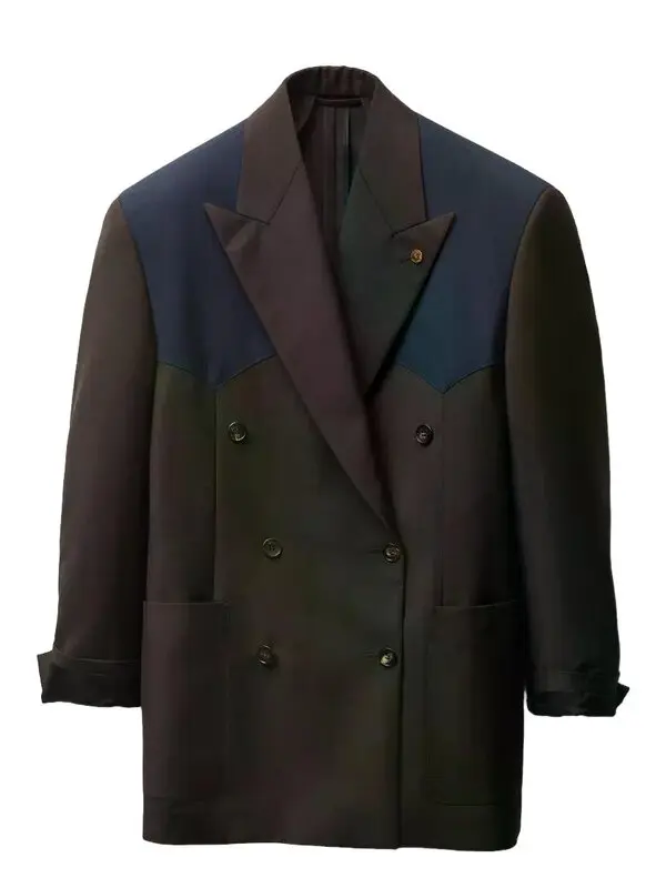 Versace Wool-mohair Blend Double-breasted Blazer - Brown