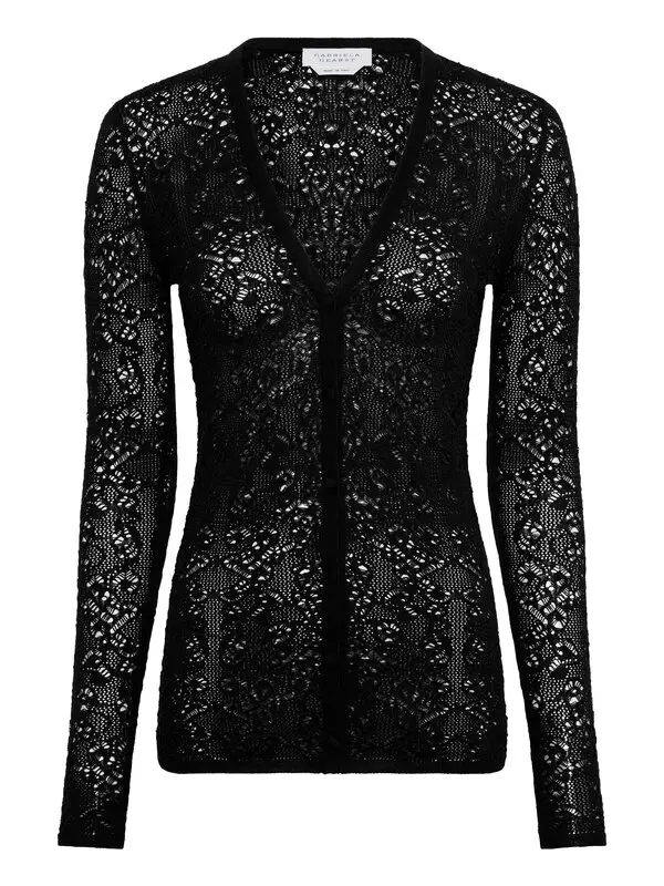 Gabriela Hearst Ultraris Lace Knit Merino Wool Cardigan - Black