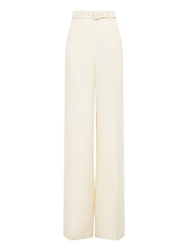 Gabriela Hearst Norman Wide-leg Pant In Textured Linen Slub - Ivory