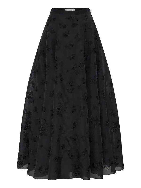 Gabriela Hearst Sonya Mia's Flowers Embroidered Skirt - Black