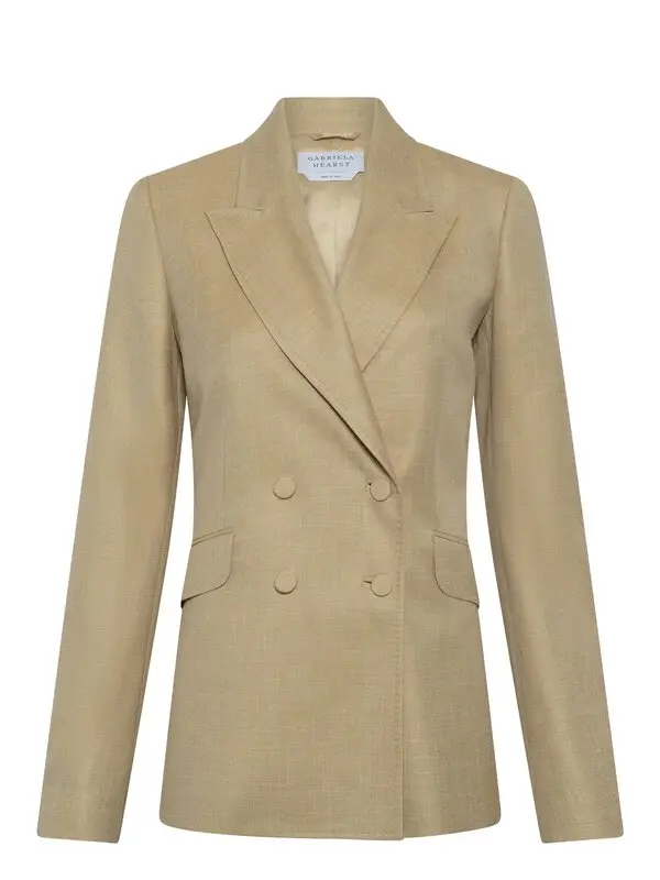 Gabriela Hearst Angela Blazer In Virgin Wool, Silk And Linen - Hay