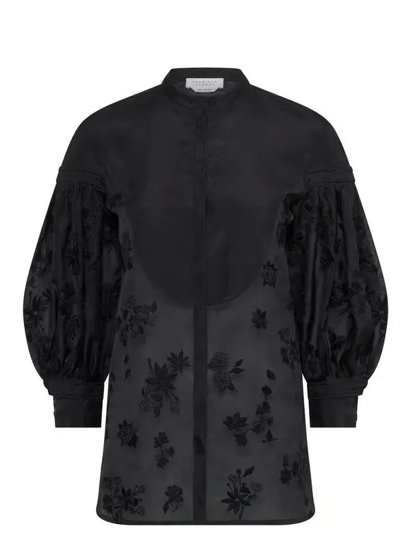 Gabriela Hearst Sofia Mia's Flowers Embroidered Silk Organza Blouse - Black