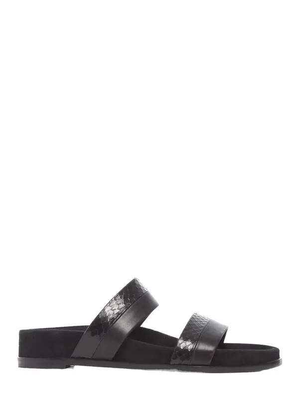 Gabriela Hearst Low Striker Flat Sandal In Snakeskin And Nappa Leather - Black