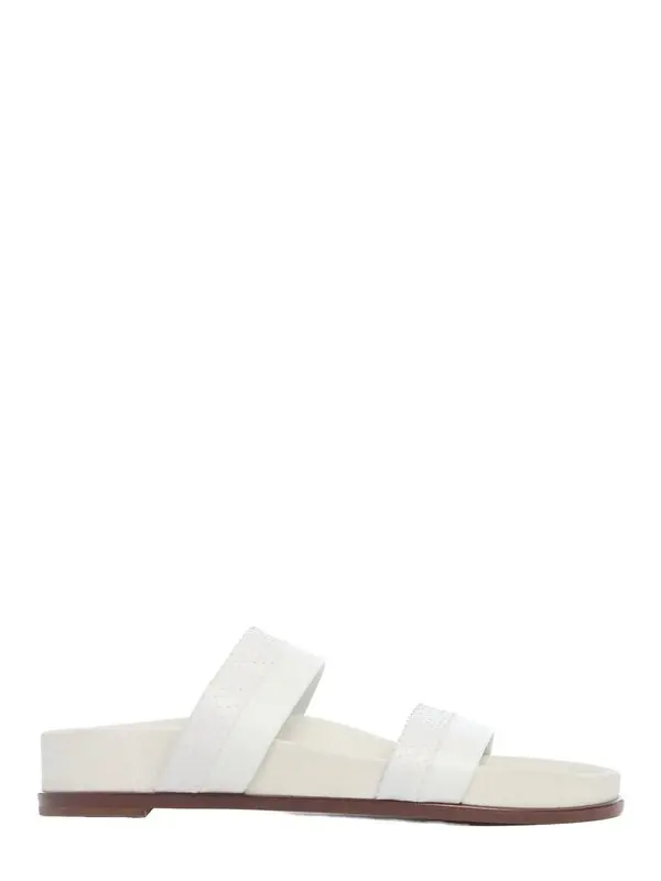 Gabriela Hearst Low Striker Flat Sandal In Snakeskin & Nappa Leather - Ivory