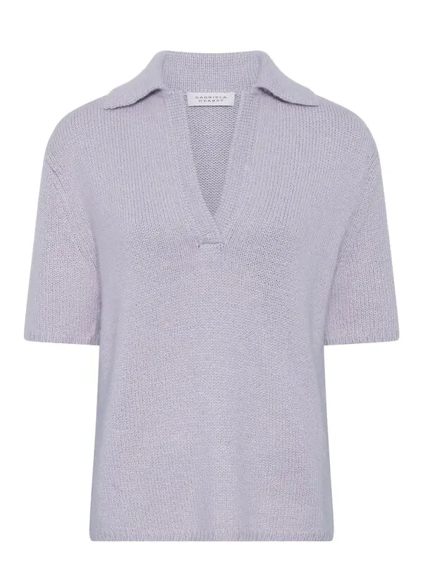 Gabriela Hearst Sohan Knit Short Sleeve Polo - Light Blue
