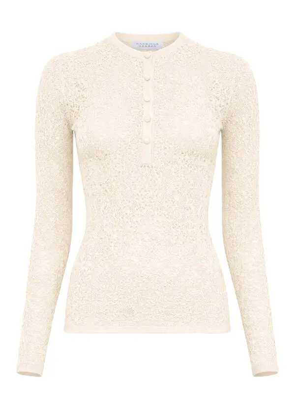 Gabriela Hearst Gaviran Lace Knit Henley - Off White
