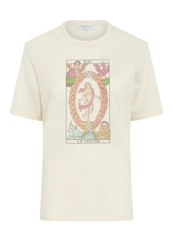 Gabriela Hearst Sayara Printed Cashmere T-shirt - World Multi