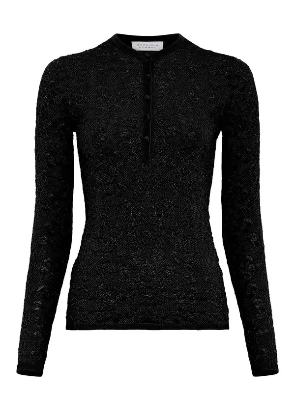 Gabriela Hearst Gaviran Lace Knit Henley - Black