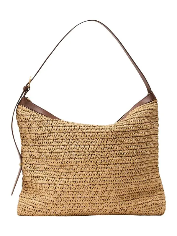 REISS Vigo Raffia-effect Tote - Neutral