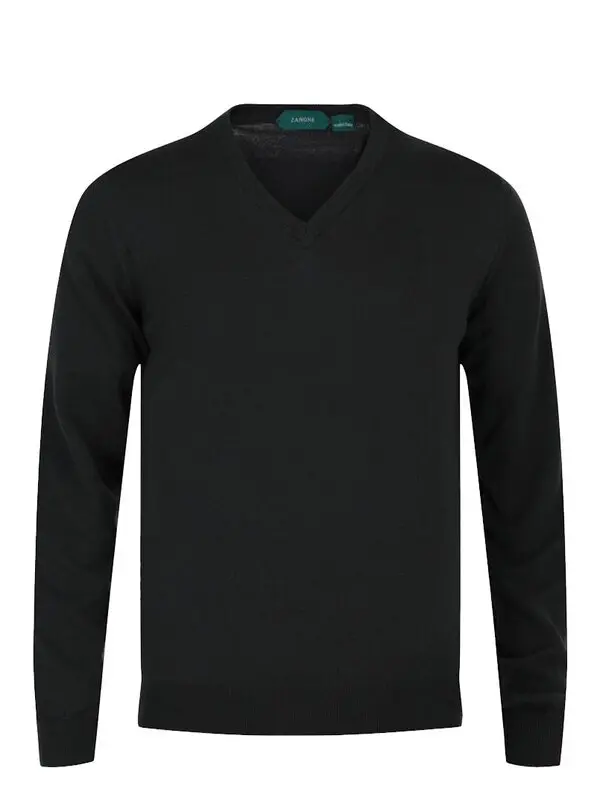 SLOWEAR Zanone V-neck Wool Blend Sweater - Dark Green