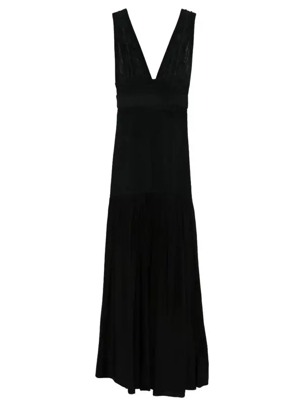 Sandro V-neck Knitted Maxi Dress - Black