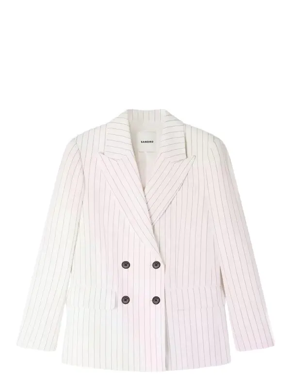 Sandro Striped Double-breasted Blazer - Neutrals