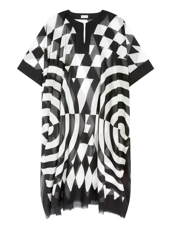 Dries Van Noten Loose-fit Printed Kaftan - White