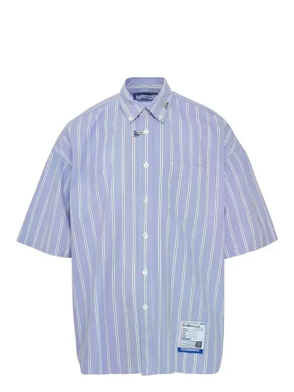 Mihara Yasuhiro Stripe Short Sleeve Shirt - Blue