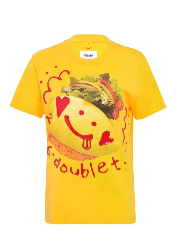 DOUBLET Ketchup Message Omurice T-shirt - Yellow