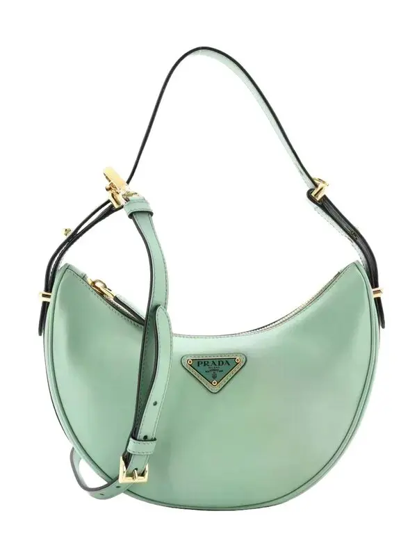 Prada Arque Half Moon Leather Small Hobo Bag - Green