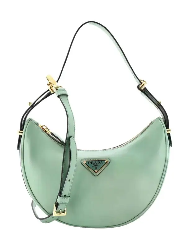 Prada Arque Half Moon Leather Small Hobo Bag - Green