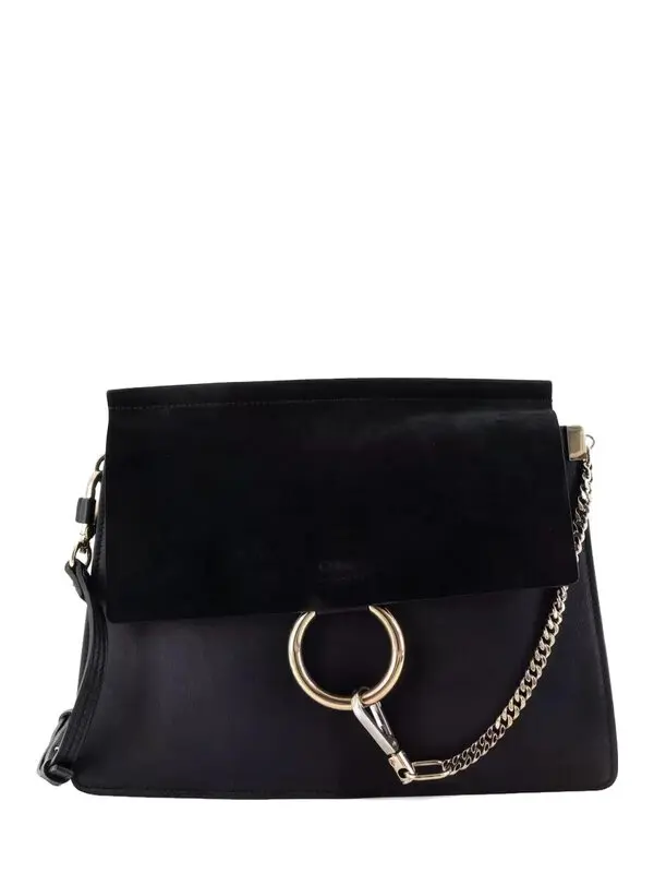 Chloé Faye Leather And Suede Medium Shoulder Bag - Black