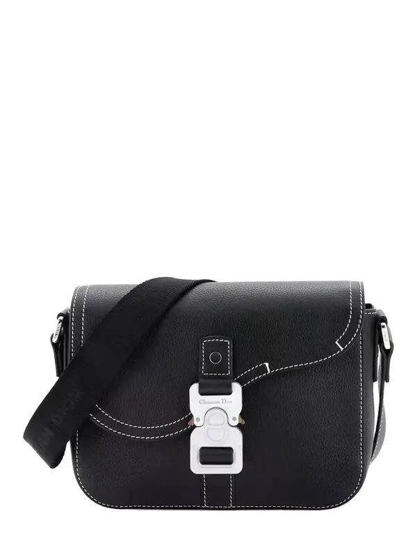 Dior Saddle Buckle Flap Messenger Bag Leather Mini - Black
