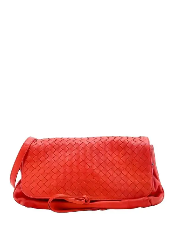 Bottega Veneta Accordion Flap Intrecciato Leather Messenger Bag - Red