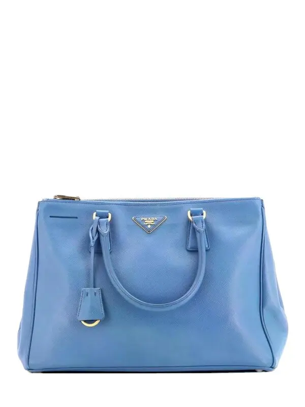 Prada Double Zip Lux Saffiano Leather Medium Tote Bag - Blue