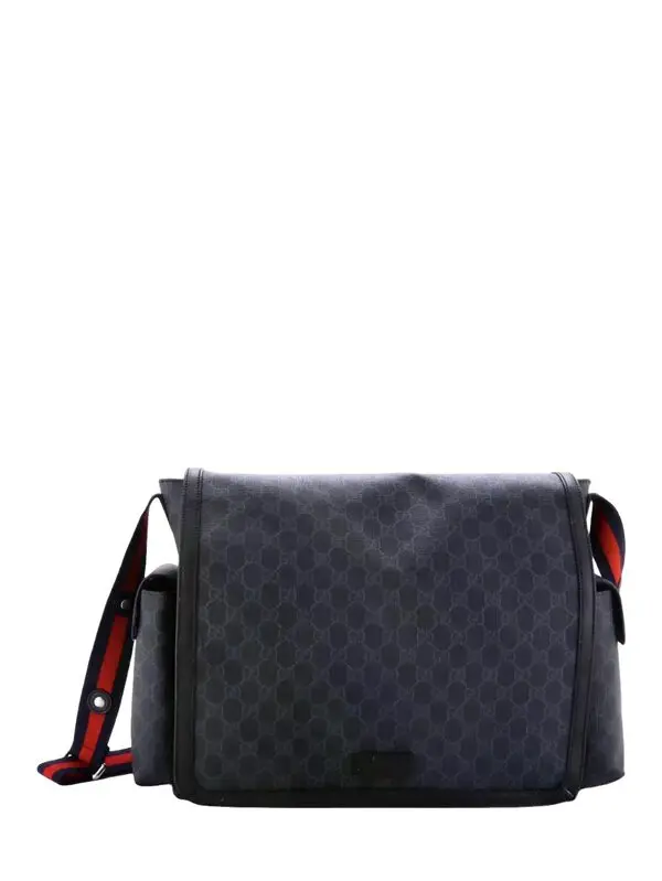 Gucci Web Strap Diaper Bag Gg Coated Canvas Small - Black