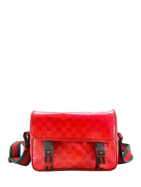 Gucci Web Buckle Messenger Bag Gg Coated Canvas Small - Red