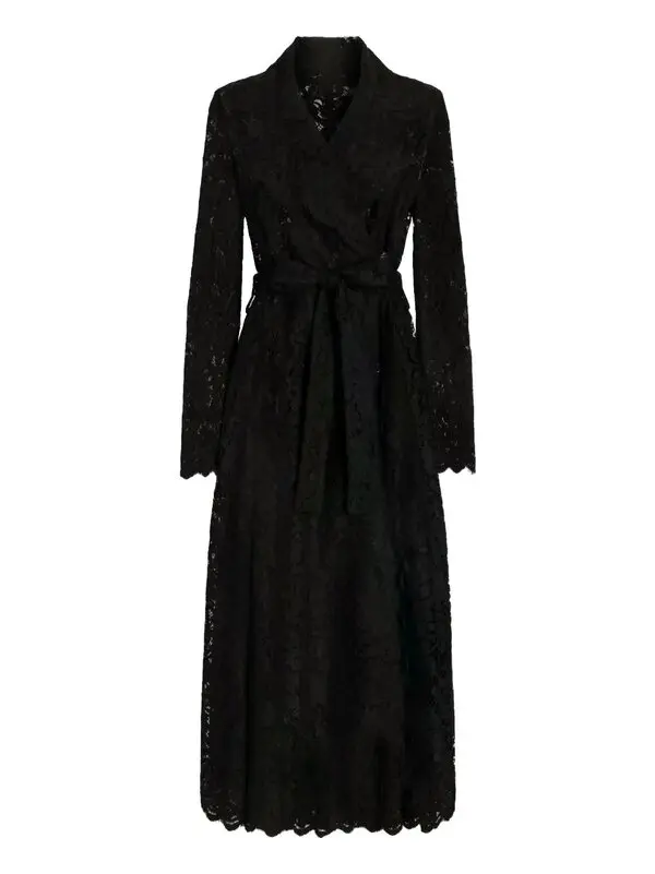 Dolce & Gabbana Lace Belted Coat - Black