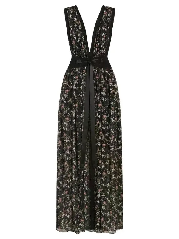 Dolce & Gabbana Lace Floral Maxi Dress - Black