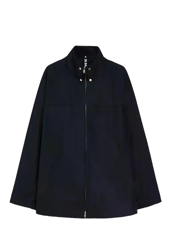JIL SANDER Textured Stand Collar Jacket - Blue