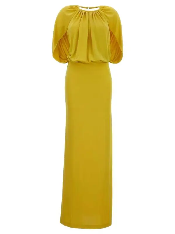 DES_PHEMMES Draped Maxi Dress - Yellow