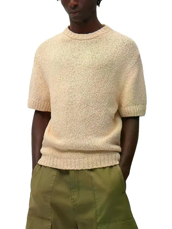 ARTE ANTWERP Back-graphic Short-sleeved Sweater - Neutrals