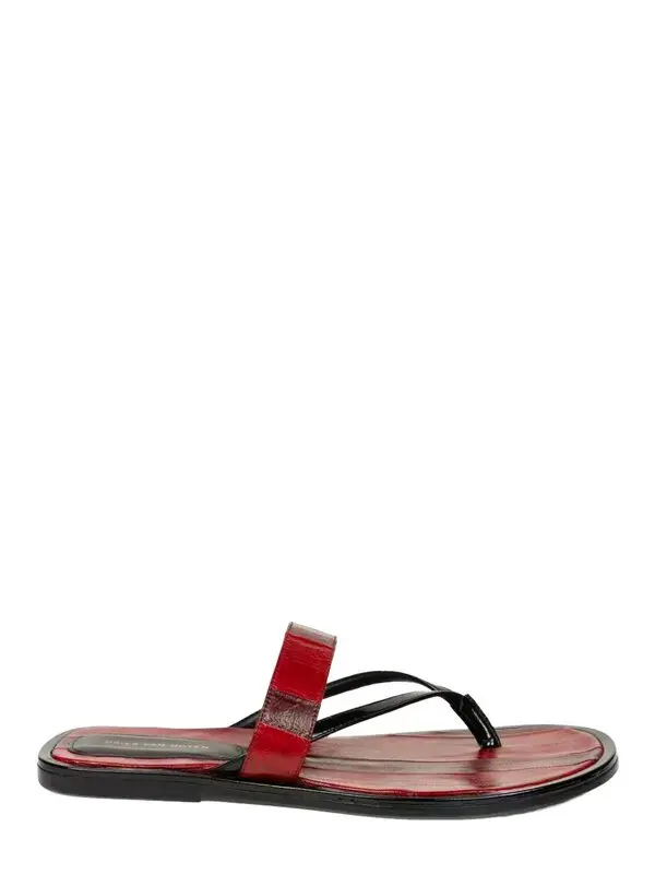 Dries Van Noten Striped Leather Thong Sandals - Red