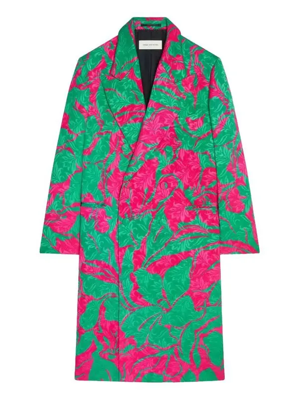 Dries Van Noten Floral Print Double-breasted Coat - Pink