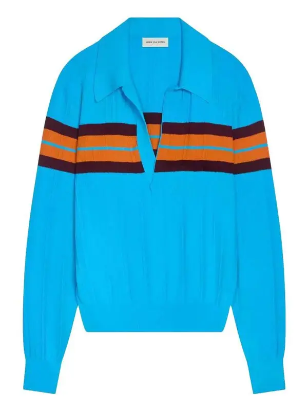 Dries Van Noten Striped V-neck Sweater - Blue