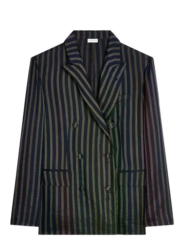Dries Van Noten Striped Double-breasted Blazer - Blue