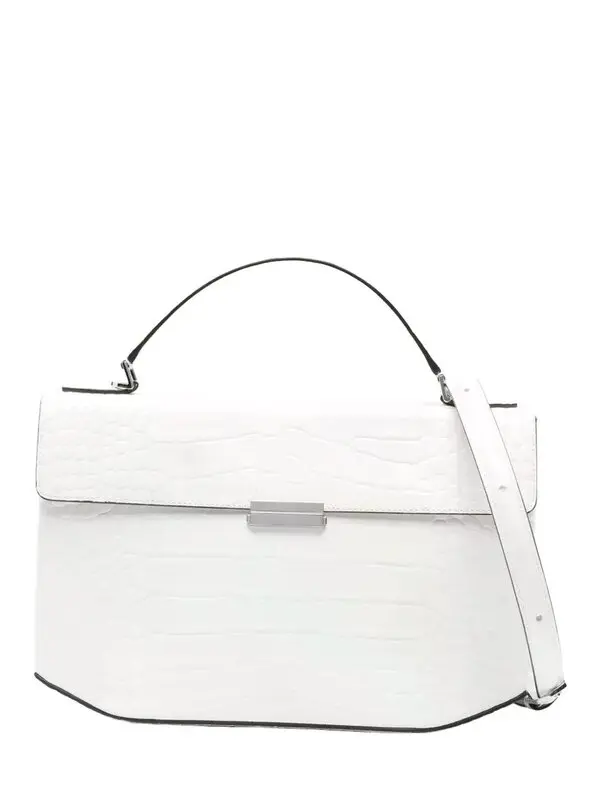 TOTEME Croc-embossed Leather Tote - White