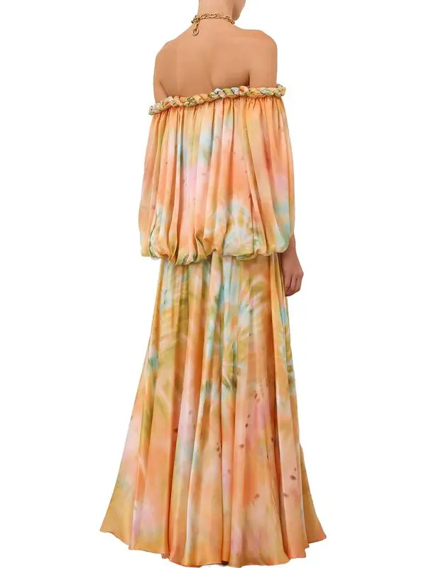 ZIMMERMANNWEAR Luna Twist Billow Gown - Coral Tie Dye