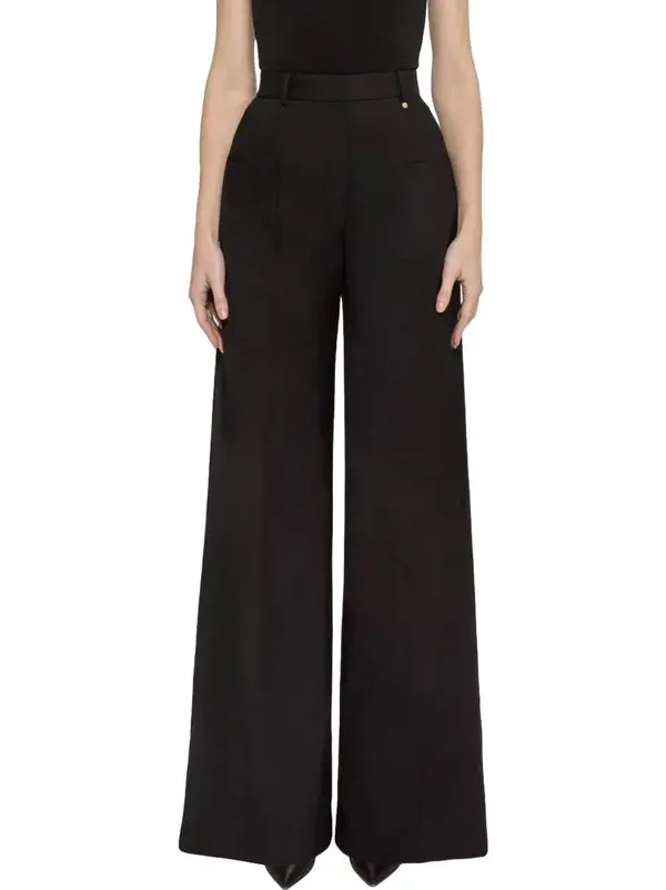 NISSA High-rise Wide-leg Palazzo Trousers - Onyx