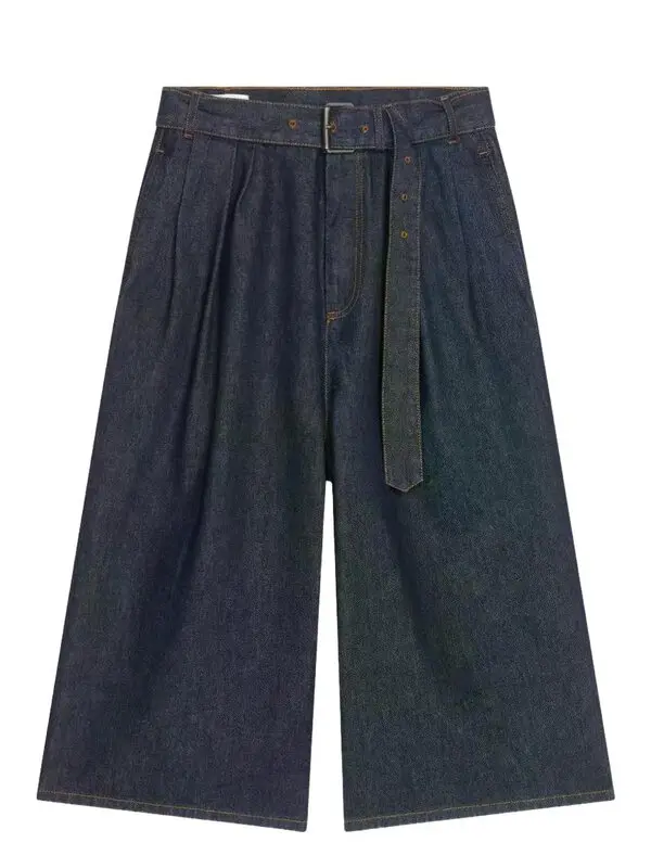 Dries Van Noten Belted Denim Shorts - Blue