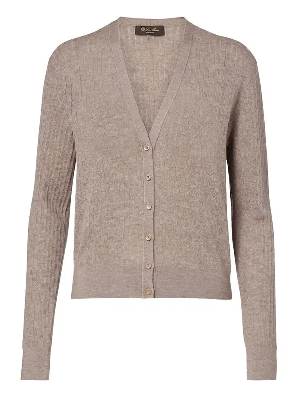 Loro Piana Ribbed Knit Cashmere And Silk Cardigan - Beige