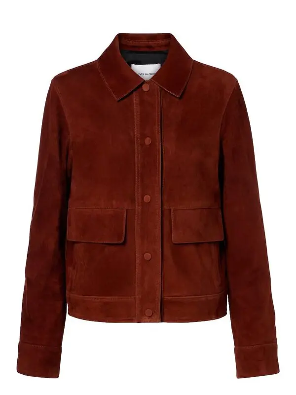 YVES SALOMON Suede Leather Jacket - Brown