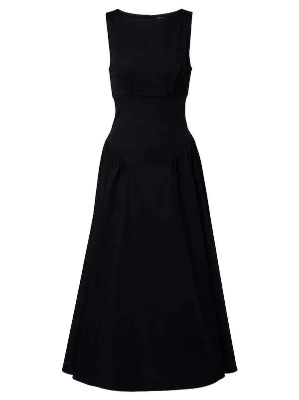 Staud Cotton Midi Dress - Black