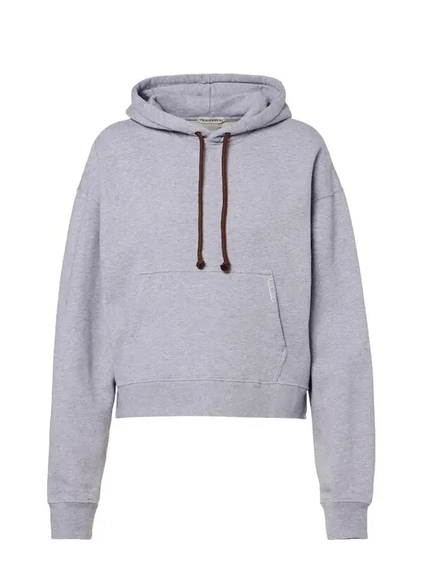 JW Anderson Cropped Cotton Hoodie - Grey