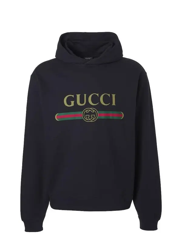 Gucci Logo Cotton And Cashmere Jersey Hoodie - Blue