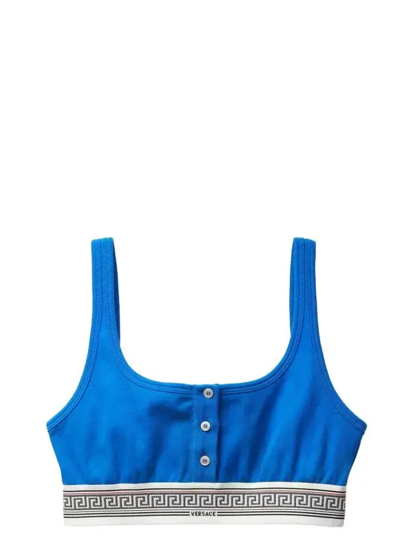 Versace Ribbed Cotton-jersey Bralette - Blue