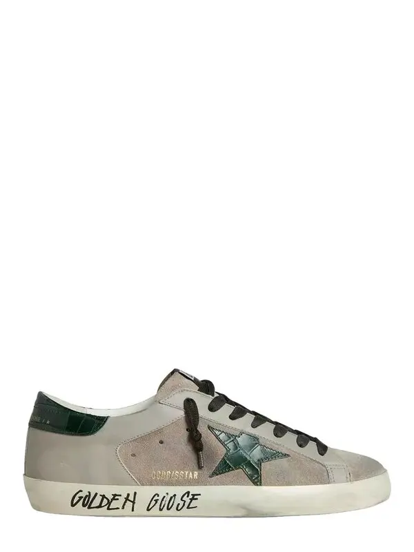 GOLDEN GOOSE Super-star Sneakers With Croc-print Leather Star - Neutrals